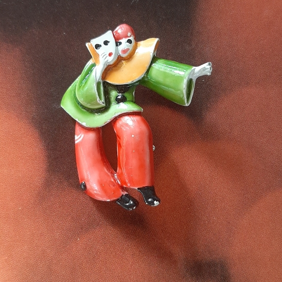 Vintage | Jewelry | Vintage 7s Metal Enamel Pierrot Pin Brooch | Poshmark